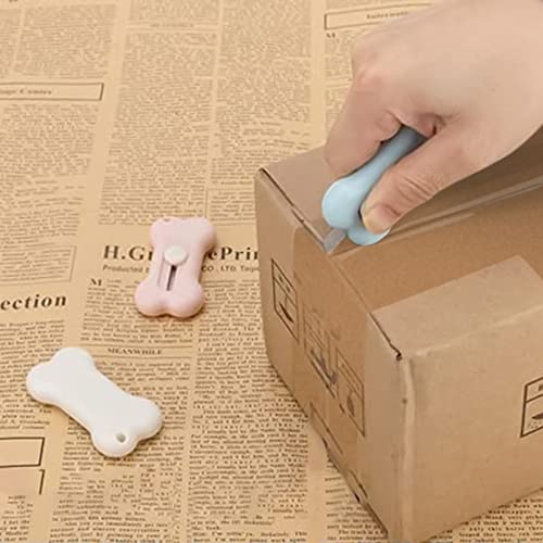 6Pcs Retractable Mini Utility Knife Bones Shaped Box Cutter Cute Letter Opener Paper Envelope Cutter with Keychain Hole