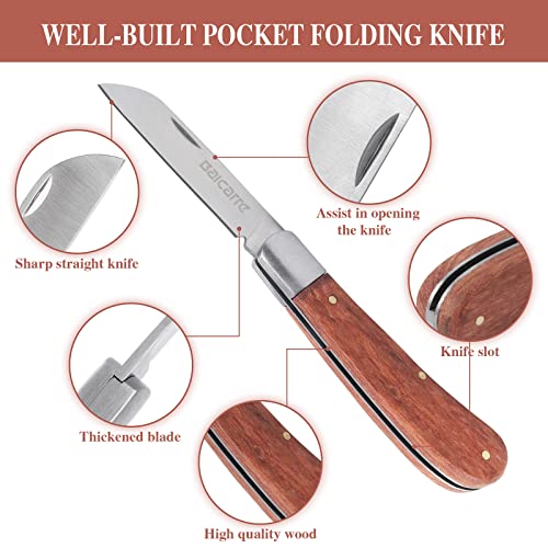 BaiCarre Pruning Knife,Grafting Knife, Stainless Steel Folding Garden Budding Knife, Pocket Knife for Grafting Multi Cutting Tool, Weed Bushes Branches Mushroom Weeding Knife