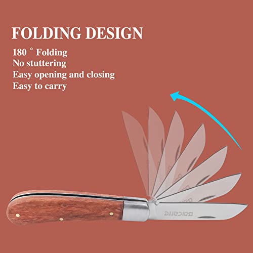 BaiCarre Pruning Knife,Grafting Knife, Stainless Steel Folding Garden Budding Knife, Pocket Knife for Grafting Multi Cutting Tool, Weed Bushes Branches Mushroom Weeding Knife