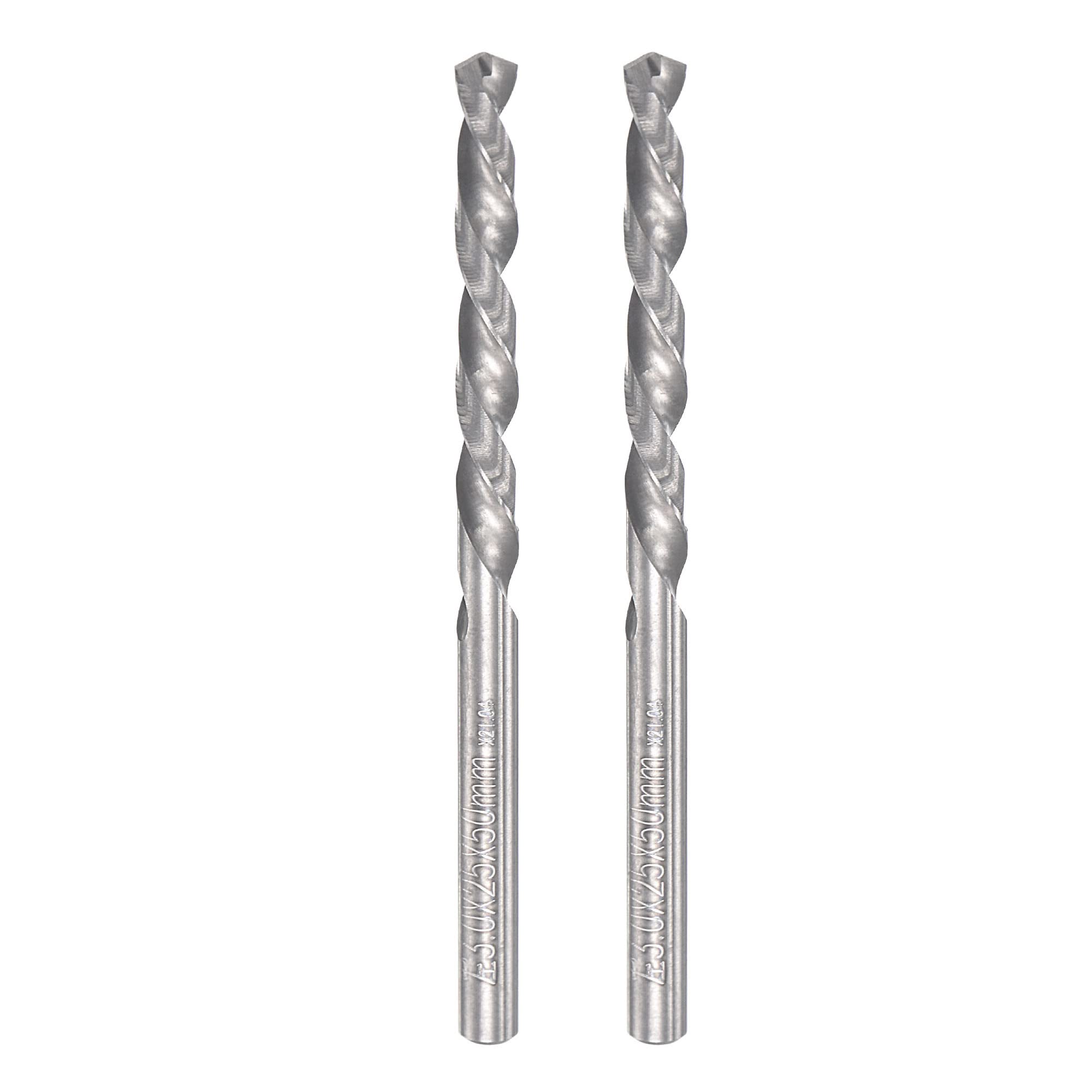 uxcell Solid Carbide Twist Drill Bits 3mm, Metric Left Hand Spiral Flutes Straight Shank Tungsten Steel Drilling Tool for Stainless Steel Alloy Metal, 2pcs