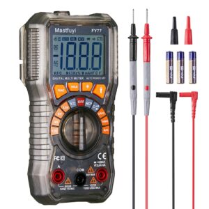 mastfuyi digital multimeter, multi tester with ncv non-contact voltage detection, battery tester, auto-ranging tests, true rms 1999 counts, ac/dc current, ac/dc voltage, resistance, continuity, diode