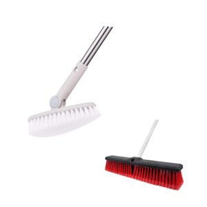 adjustable broom 6.3inches wide 35.4inches long handle indoor kitchen push broom and push broom stiff indoor outdoor rough surface floor scrub brush 17.7 inches wide 61.8 inches long handle stainless