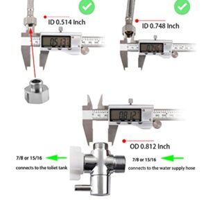 Hsmhose Bidet T Adapter with Shut off Valve,Metal T Valve for Bidet 7/8” X 7/8” X 1/2”or 3/8”,Tee Connector Bidet Attachment for Toilet