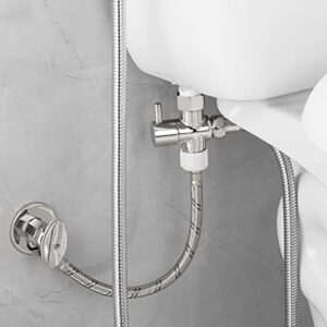 Hsmhose Bidet T Adapter with Shut off Valve,Metal T Valve for Bidet 7/8” X 7/8” X 1/2”or 3/8”,Tee Connector Bidet Attachment for Toilet