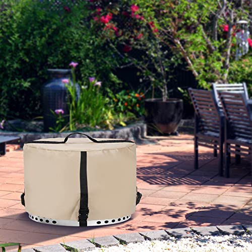 Stanbroil Fire Pit Cover, 27" Outdoor Round Patio Fire Bowl Cover, Heavy Duty 600D Polyester with PVC Coating Material Waterproof Shelter - Great for Solo Stove Yukon, Bonfire, Fire Place - Beige