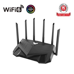 ASUS TUF Gaming WiFi 6 Router (TUF-AX5400) - Dedicated Gaming Port, Mobile Game Mode, WAN Aggregation, Durable and Stable, RGB Light, VPN Fusion, AiMesh Compatible, Subscription-free Internet Security