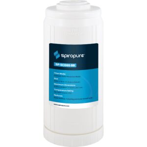 spiropure 10x4.5 hard water filter, salt free water softener & anti-scale filter for shower, sink, & whole house, scale inhibitor, descaling cartridge, descaler filter