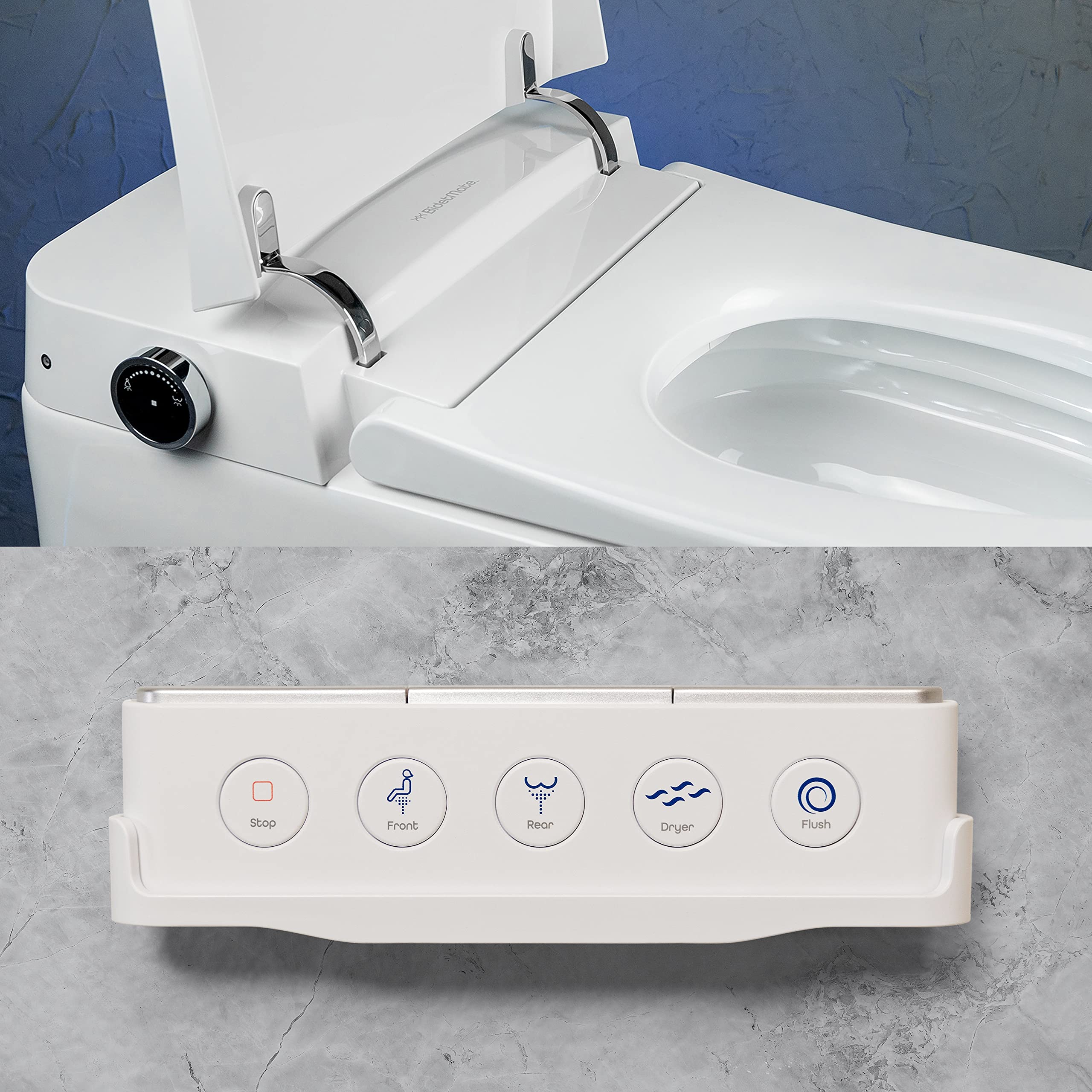 BidetMate 6000 Intelligent Elongated Bidet Toilet – Hands-Free Open/Close – Instant Heated Water, Dryer, & Seat – Quick Drying Cyclone-Dri Tech, Walk Away Auto Power-Flush, Auto Night Light - w/Remote