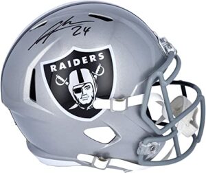 charles woodson las vegas raiders & green bay packers autographed half & half riddell speed replica helmet - signature on las vegas side - autographed nfl helmets