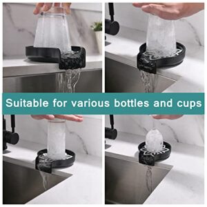 Sink Glass Rinser, Kitchen Cup Rinser for Sink, Bar Glass Washer, Bottle Cleaner Sink Attachment, Black(ABS)