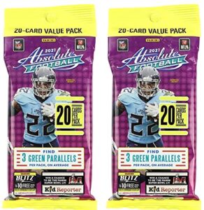 pair 2021 panini absolute nfl football value fat cello packs (40 cards total) exclusive green parallels