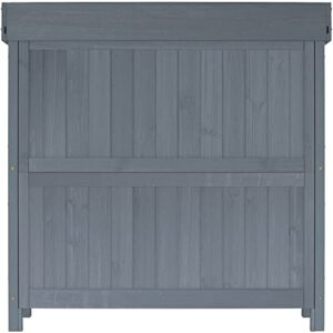 GOOD LIFE USA Outdoor Garden Patio Wooden Storage Cabinet Furniture Waterproof Tool Shed with Potting Benches Outdoor Work Station Table (Gray)