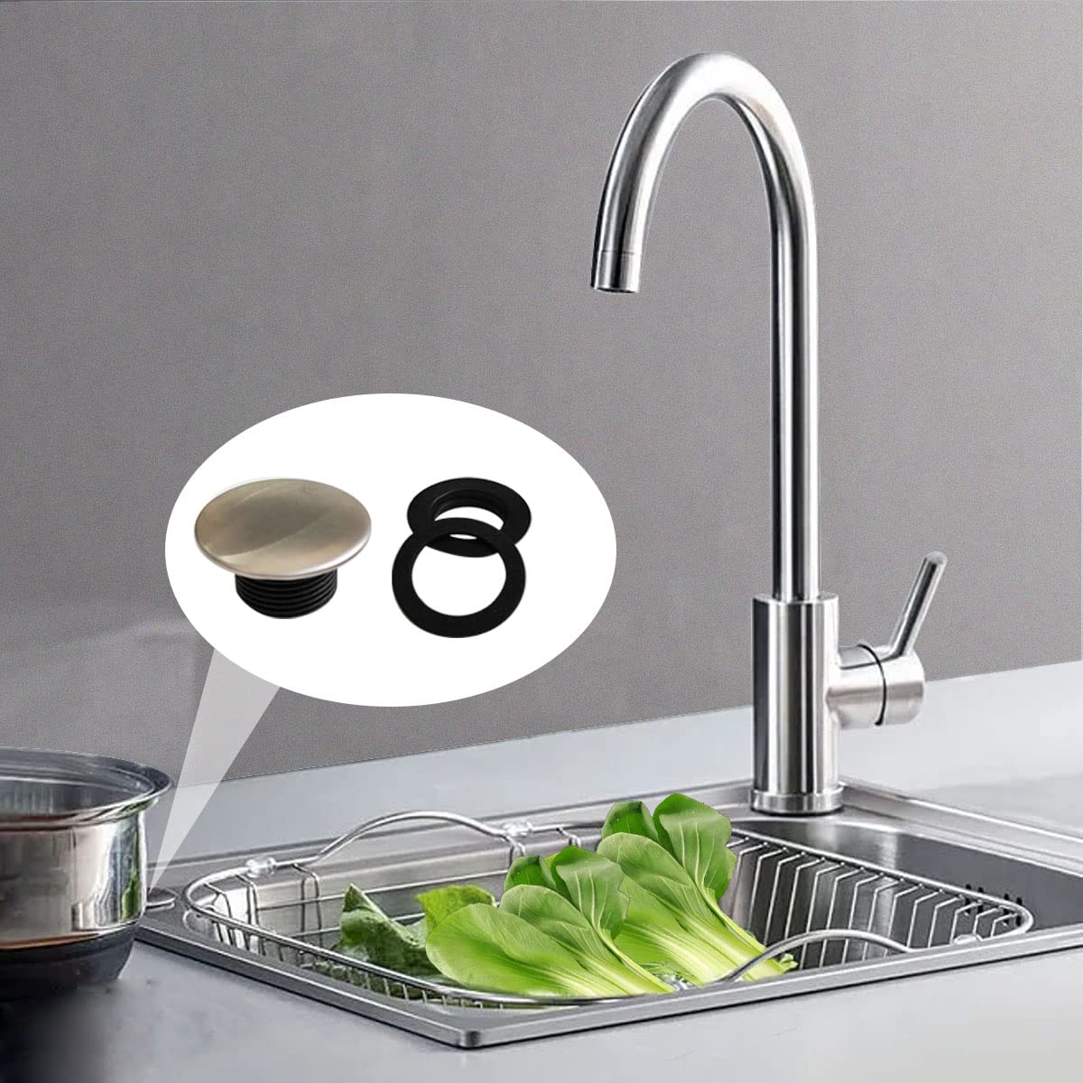 2 Pcs Stainless Steel Kitchen Sink Tap Hole Cover ，Kitchen Faucet Hole Cover ，Faucet Hole Cover，Sink Tap Hole Cover，Kitchen Faucet Hole Cover Stainless Steel (1.2 to 1.6 Inch in Diameter)