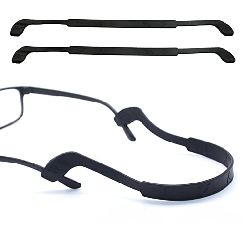 SAIGO Glasses Strap Anti-Slip Silicone Eyeglass Strap Eyewear Retainers Sports Elastic Soft Sunglass Cord Holder for Men Women 2PCS, Black, 25cm