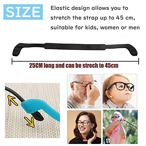 SAIGO Glasses Strap Anti-Slip Silicone Eyeglass Strap Eyewear Retainers Sports Elastic Soft Sunglass Cord Holder for Men Women 2PCS, Black, 25cm