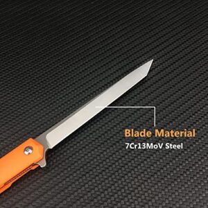 HUAAO 7.95’’ Slim Pocket Knife, CEO Knife Gentleman Knife with Clip, Liner Lock, Flipper Knife Slim Folding Knife for EDC Camping Fishing Hiking