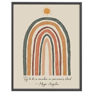 maya angelou quote rainbow decor - inspirational watercolor wall art - boho minimalist decor - motivational encouragement gifts for women, girls, teens, best friend, bff, 11x14inch unframed