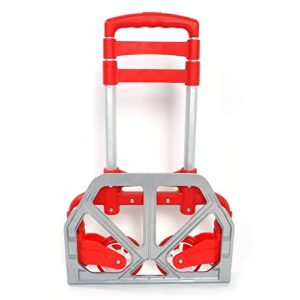 Portable Aluminium Cart Folding Dolly Push Truck Hand Collapsible Trolley Luggage (Red)