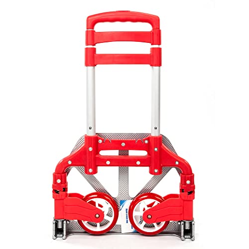 Portable Aluminium Cart Folding Dolly Push Truck Hand Collapsible Trolley Luggage (Red)