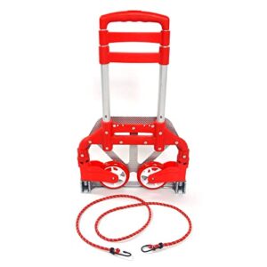 Portable Aluminium Cart Folding Dolly Push Truck Hand Collapsible Trolley Luggage (Red)