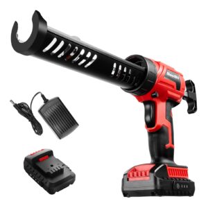 seesii cordless caulking gun upgraded, 20v 4 adjustable speed electric caulk gun & adhesive gun kit w/ 2000mah rechargeable battery & charger, 10oz/300ml silicone gun for filling, sealing,labor saving