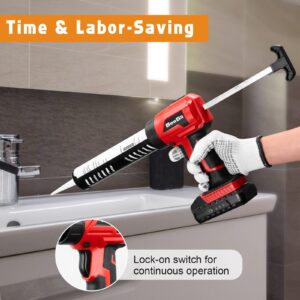 Seesii Cordless Caulking Gun Upgraded, 20V 4 Adjustable Speed Electric Caulk Gun & Adhesive Gun Kit w/ 2000mAh Rechargeable Battery & Charger, 10oz/300ml Silicone Gun for Filling, Sealing,Labor Saving