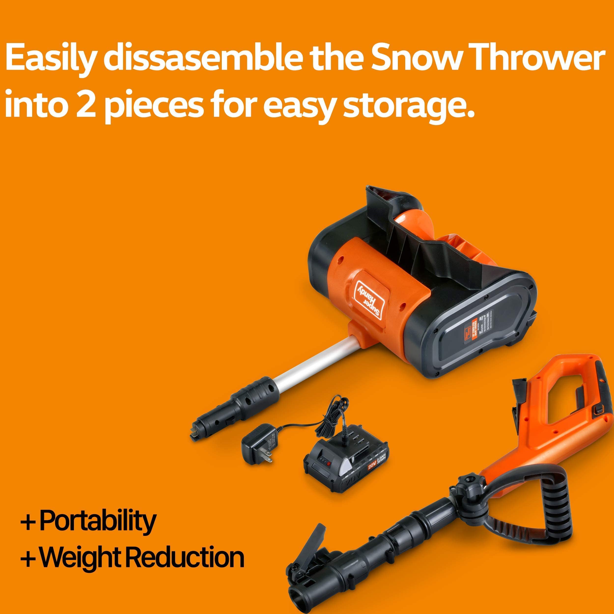 SuperHandy Snow Thrower Shovel Cordless & 4Ah 20V Lithium Ion Rechargeable Battery [Bundle Deal]