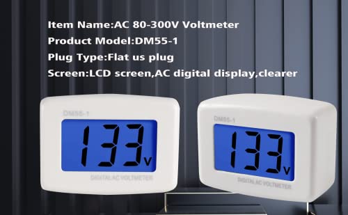 Aobao 2pcs Plug in Volt Meter, Flat US Plug AC 80-300V LCD Digital Voltmeter Voltage Test Monitor AC 110V 220V Voltage Meter for Household Plug into Outlet to Measure Voltage