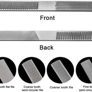 DONSTRAW Wood Rasp File 4 Way Premium Grade High Carbon Hand File and Round Rasp, Half Round Flat & Needle Files Wood Rasp Set for Sharping Wood and Metal Tools