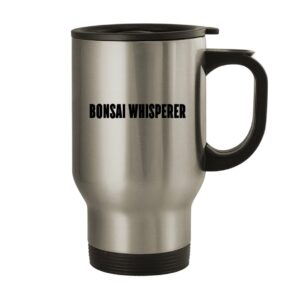 molandra products bonsai whisperer - 14oz stainless steel travel mug, silver