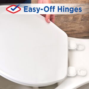 Clorox Round Wood Toilet Seat with Easy-Off Hinges-Wiggle Free Design ‎16.54 x 16.5 x 0.99 inches