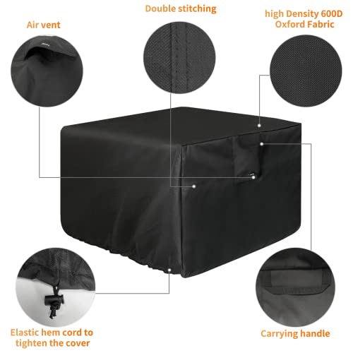 Fire Pit Cover - Heavy Duty Square Fire Pit Table Cover, Patio Fire Bowl Cover for Outdoor Waterproof Dustproof Windproof and Anti UV - 32 x 32 inch