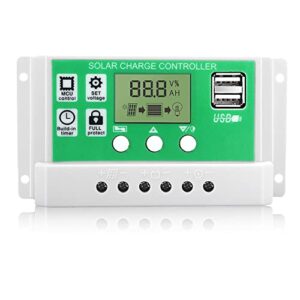 cxztcl pwm solar charge controller 10a solar panel battery controller intelligent regulator 12v/24v pwm lcd display solar controller street light controller