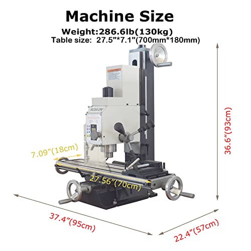 INTBUYING Benchtop Mini Milling Drilling Machine R8 High Precision Mill Drill Machine Micro Variable Speed Power Mill Drill Press 1100W Brushless Motor Industrial Wood Metal Hobby Milling Machine 110V