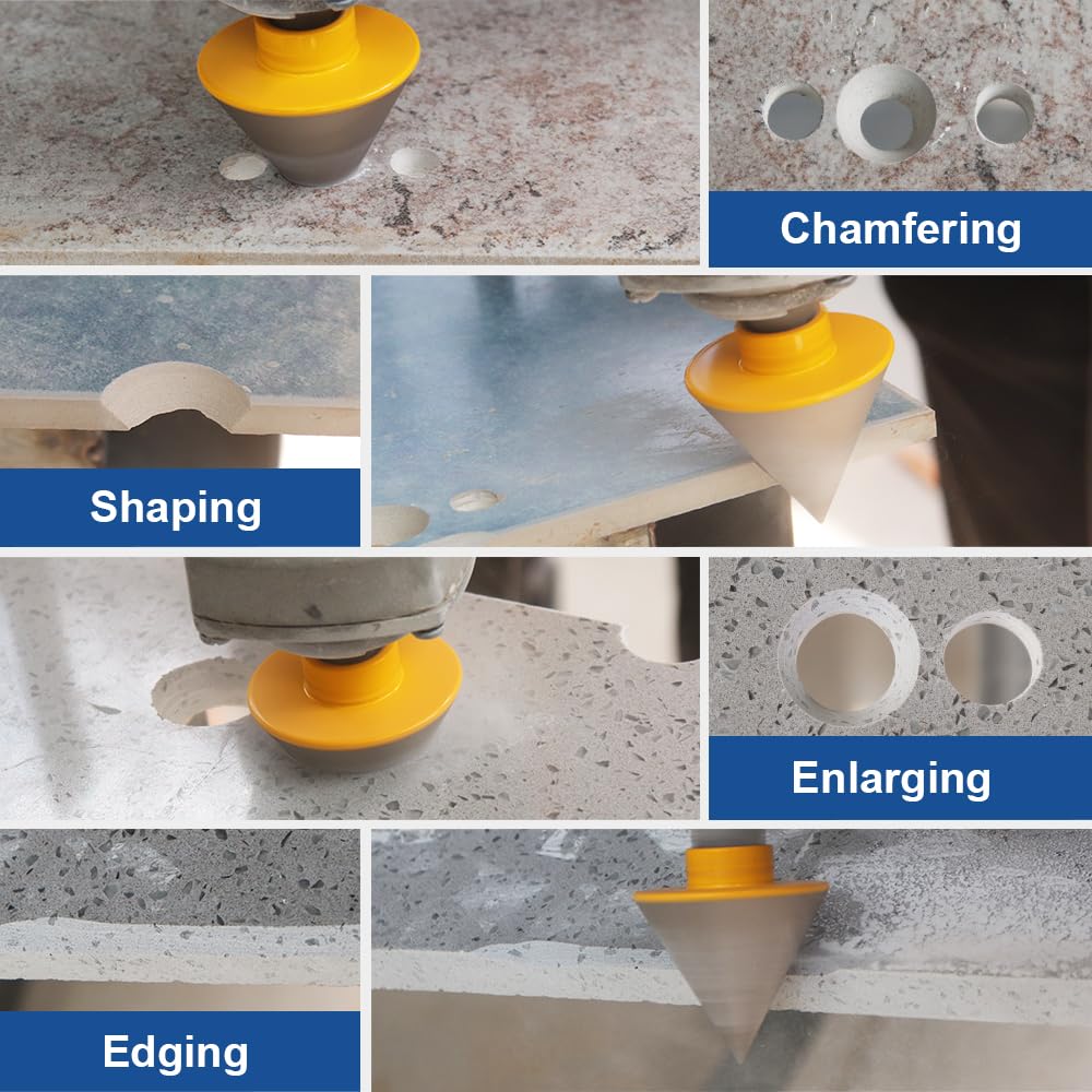 HIGHDRIL Diamond Beveling Chamfer Bits 2" x 5/8"-11 Thread for Existing Hole Trimming Finishing Cleaning Enlarging Marble Porcelain Tiles Granite