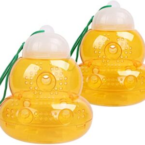 Natural Wasp Trap 2 Packs, Bee Catcher for Hornets, Yellow Wasp Nest, Reusable & Safe Wasp Solution, Outdoor Trap