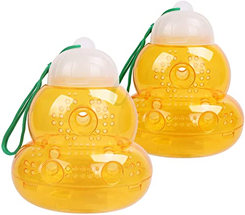 Natural Wasp Trap 2 Packs, Bee Catcher for Hornets, Yellow Wasp Nest, Reusable & Safe Wasp Solution, Outdoor Trap