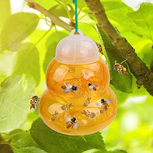 Natural Wasp Trap 2 Packs, Bee Catcher for Hornets, Yellow Wasp Nest, Reusable & Safe Wasp Solution, Outdoor Trap