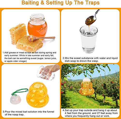 Natural Wasp Trap 2 Packs, Bee Catcher for Hornets, Yellow Wasp Nest, Reusable & Safe Wasp Solution, Outdoor Trap