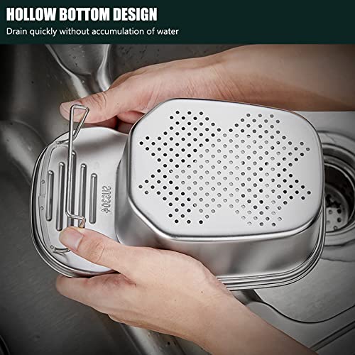 Multifunction Sink Drain Strainer Basket, Stainless Steel Kitchen Colander for Filter Food Waste and Rinsing Produce (Rice/Berry Washer)