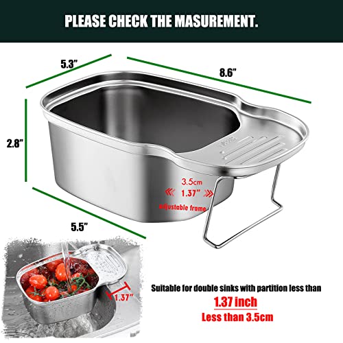 Multifunction Sink Drain Strainer Basket, Stainless Steel Kitchen Colander for Filter Food Waste and Rinsing Produce (Rice/Berry Washer)