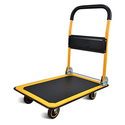 ZLMMY 360 Degree Swivel Wheels and Foldable,Portable Push Pull Cart Dolly,Moving Platform Hand Truck,Load 150KGS (Color : Yellow)