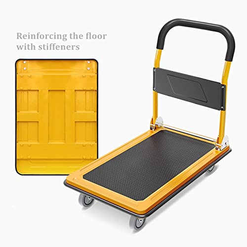 ZLMMY 360 Degree Swivel Wheels and Foldable,Portable Push Pull Cart Dolly,Moving Platform Hand Truck,Load 150KGS (Color : Yellow)