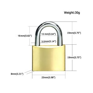 Solid Brass Same Keyed Padlock keyed Alike Locks of 12 Pack, Solid Lock with (25mm) Wide Lock Body, Keyed Padlocks for Toolbox, Luggage,School lockers, Backpacks