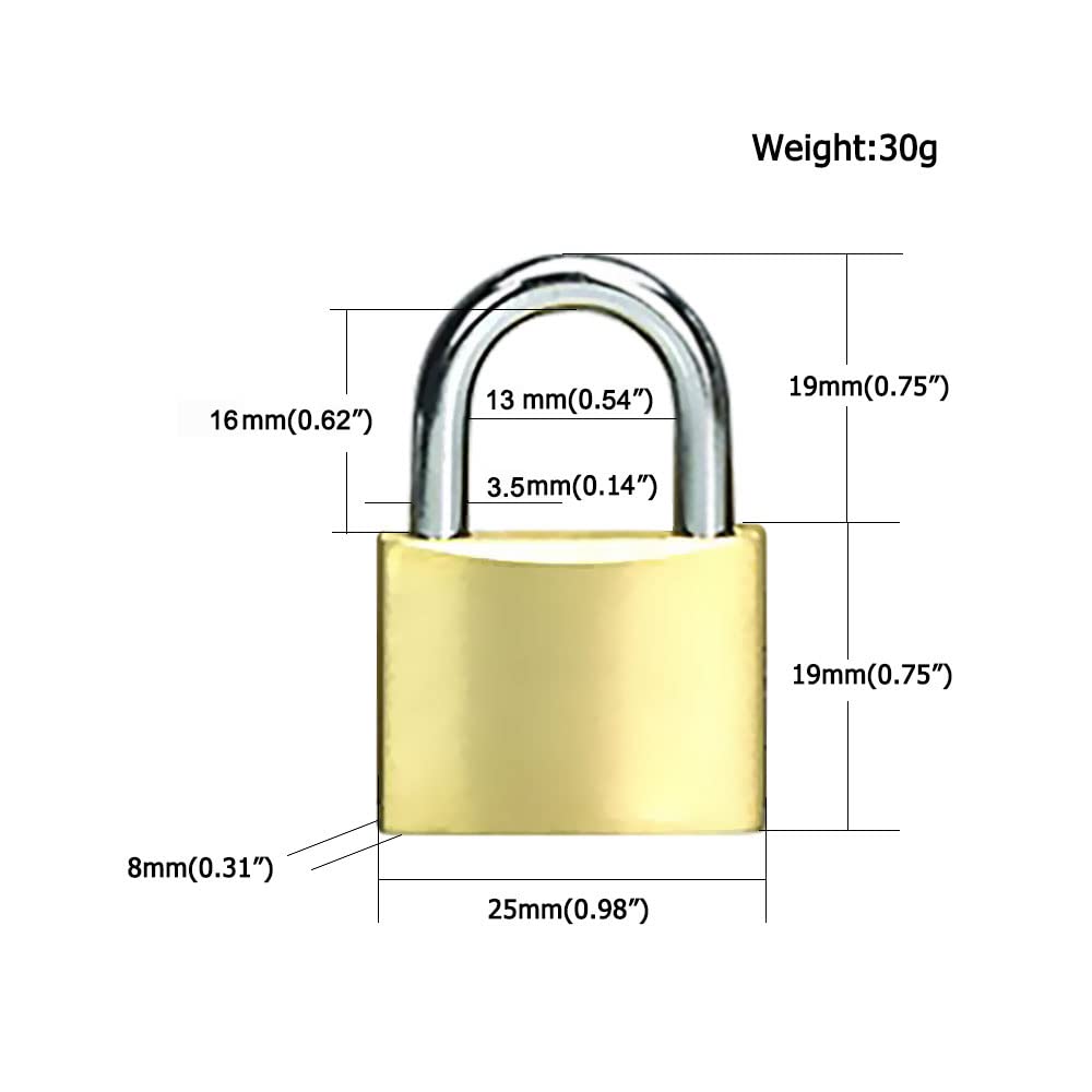 Solid Brass Same Keyed Padlock keyed Alike Locks of 12 Pack, Solid Lock with (25mm) Wide Lock Body, Keyed Padlocks for Toolbox, Luggage,School lockers, Backpacks