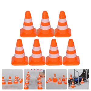 NUOBESTY Traffic Signs for Kids 7Pcs Mini Plastic Traffic Cones Training Roadblock Cones Mini Orange Cones for Multipurpose Construction Theme Party Sports Activity Cones- Orange Small Cones