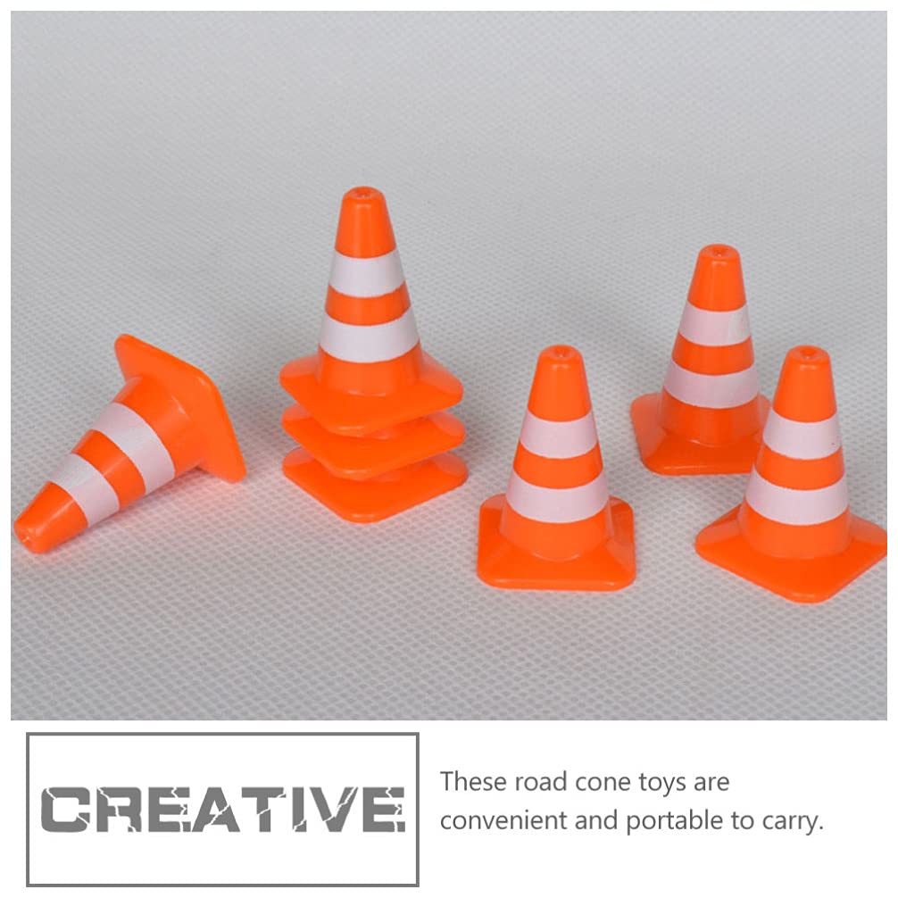 NUOBESTY Traffic Signs for Kids 7Pcs Mini Plastic Traffic Cones Training Roadblock Cones Mini Orange Cones for Multipurpose Construction Theme Party Sports Activity Cones- Orange Small Cones