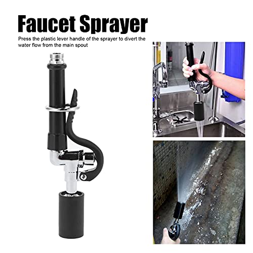 Garosa High Pressure Faucet Sprayer Restaurant Commercial Rinse Faucet Spray Valve Head Kit Dishwasher Pre-Rinse Commercial Faucet Spray Head Kitchen Faucet Accessory Black