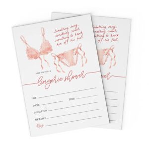 expressionz cafe lingerie bridal shower 5x7 invitations with envelopes, fill out cards for wedding, engagement, and bridal shower, birthday party, housewarming celebration (pack of 25)