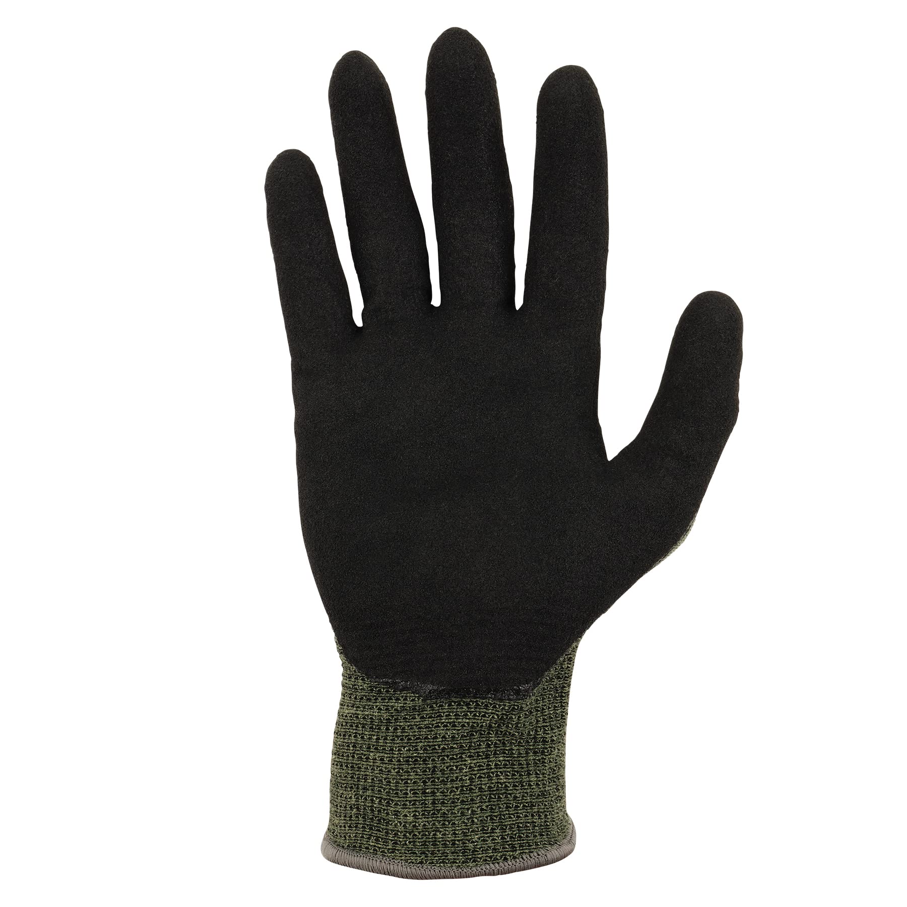 Ergodyne ProFlex 7042 Cut Resistant Work Gloves, ANSI A4, Contact Heat Resistant, Sandy Nitrile Coated Palms, 18g Aramid, Green, Medium US